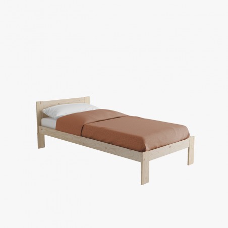 Lit simple LORE de 90 cm en bois Finition Bois poli - Longueur 190 ...