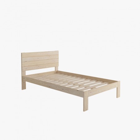 Lit simple TESTA de 105 cm en bois Finition Bois poli - Longueur 190 ...