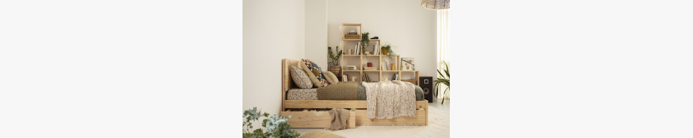 Camas simples com arrumação de madeira | LUFE